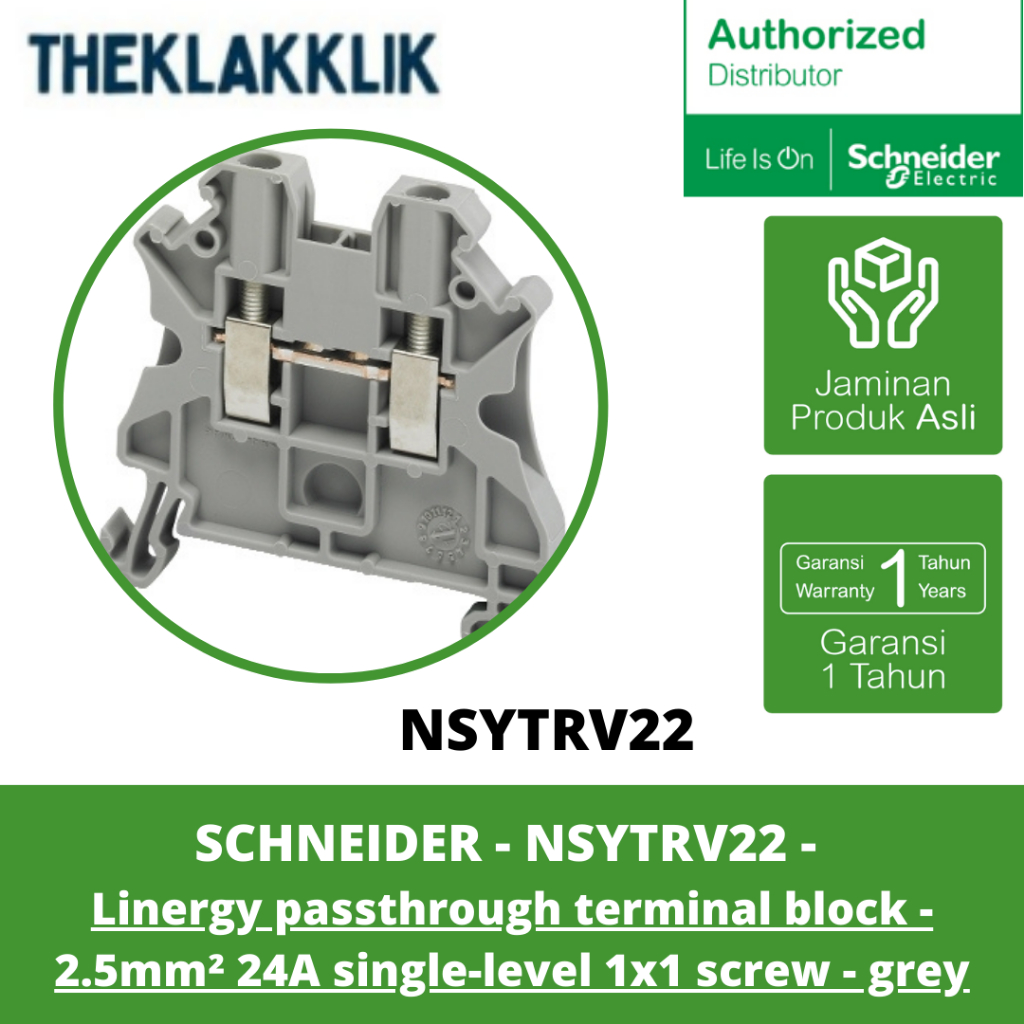 Jual SCHNEIDER - NSYTRV22 - Linergy passthrough terminal block - 2.5mm² ...