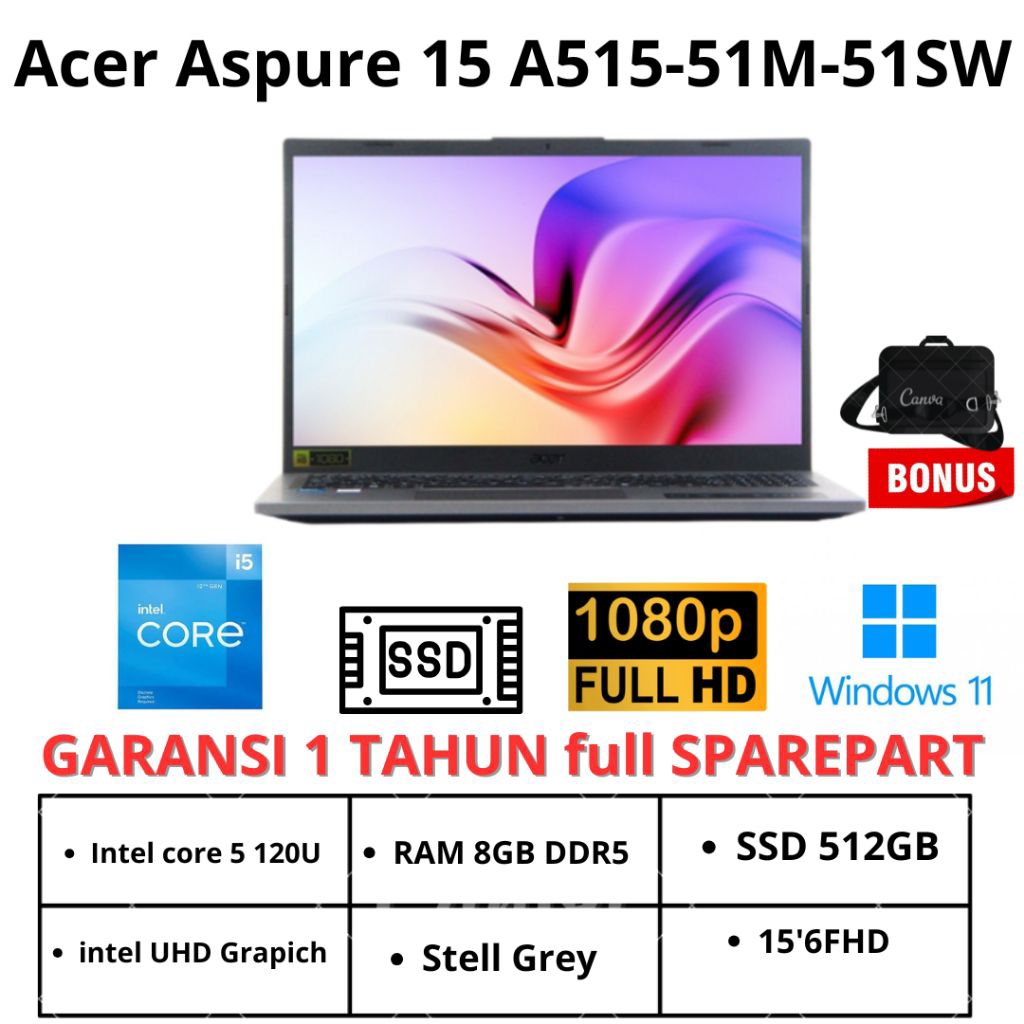 Jual Acer Aspire 15 A15-51M-51SW with Intel Core 5 120u and 8GB RAM SSD ...