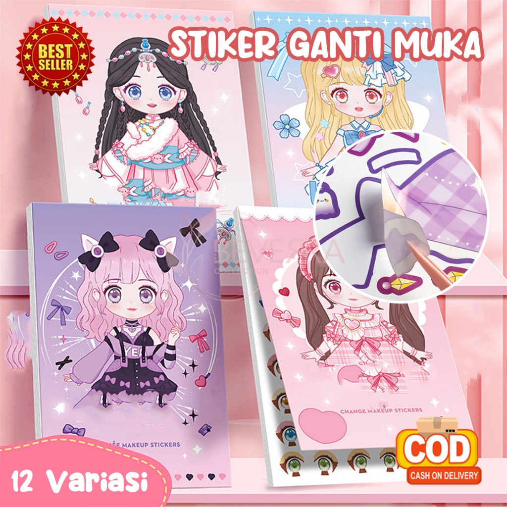 Jual Stiker Mainan Anak Kartun Lucu Change Makeup Buku Sticker DIY ...
