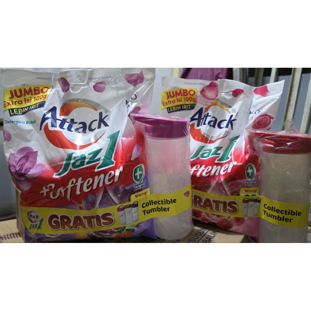 Jual ATTACK JAZ +SOFTERGENT 1,4KG+100 FREE TUMBLER ,rose berry dan ...