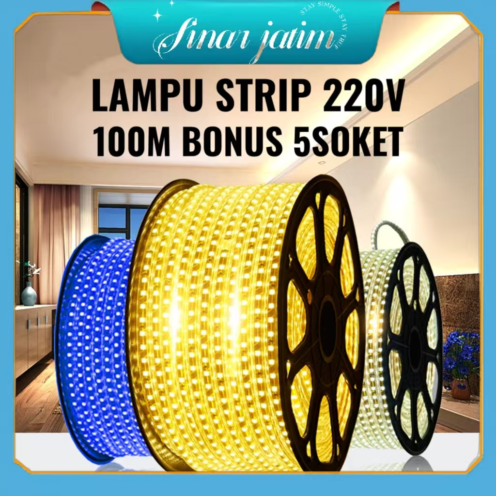 Jual Lampu LED Strip Selang 5050 SMD AC 220V Meteran (100M FULL+SOKET 5PCS) Outdoor | Shopee ...