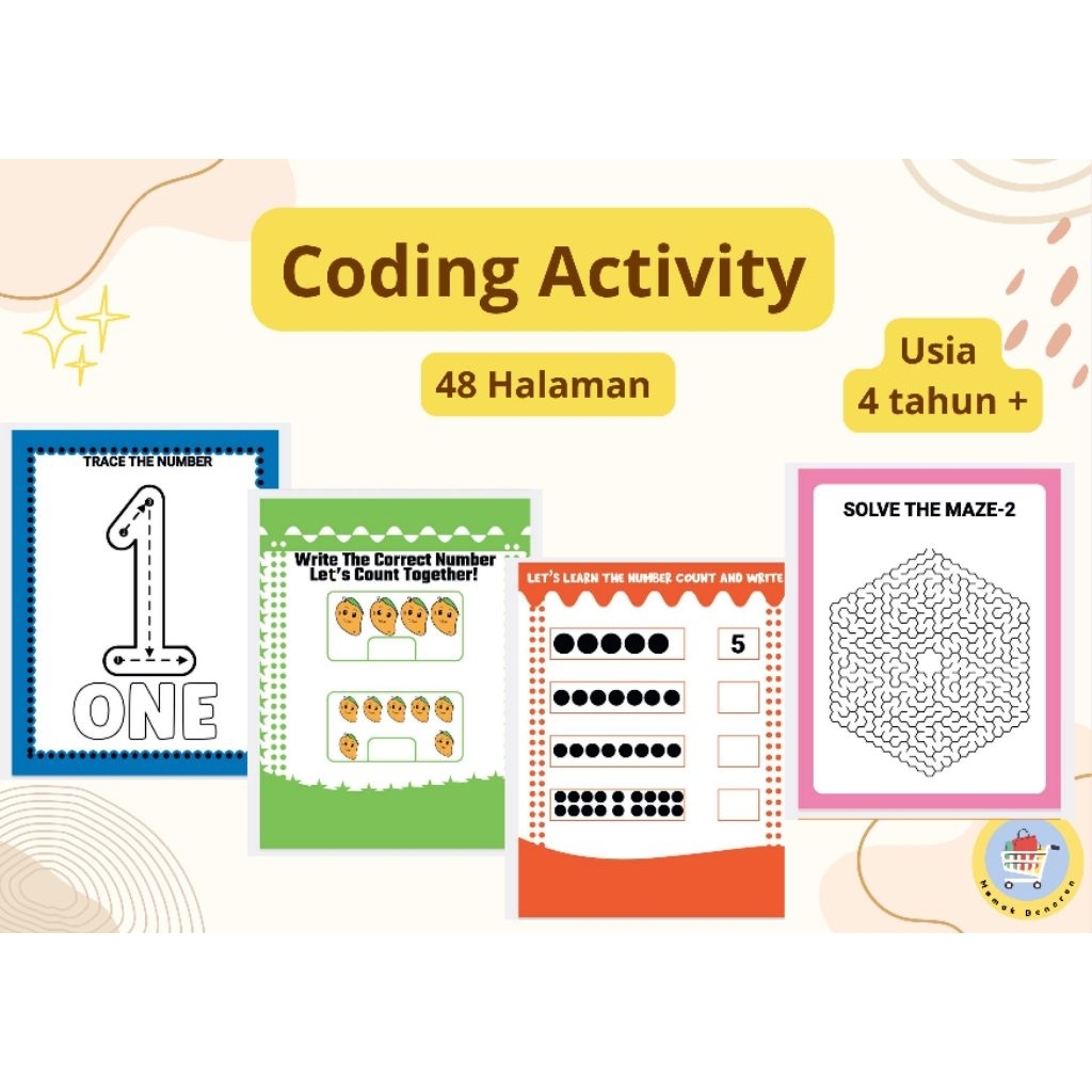 Jual Lembar Kerja Anak TK / Kids Activity Worksheet Coding / Belajar ...