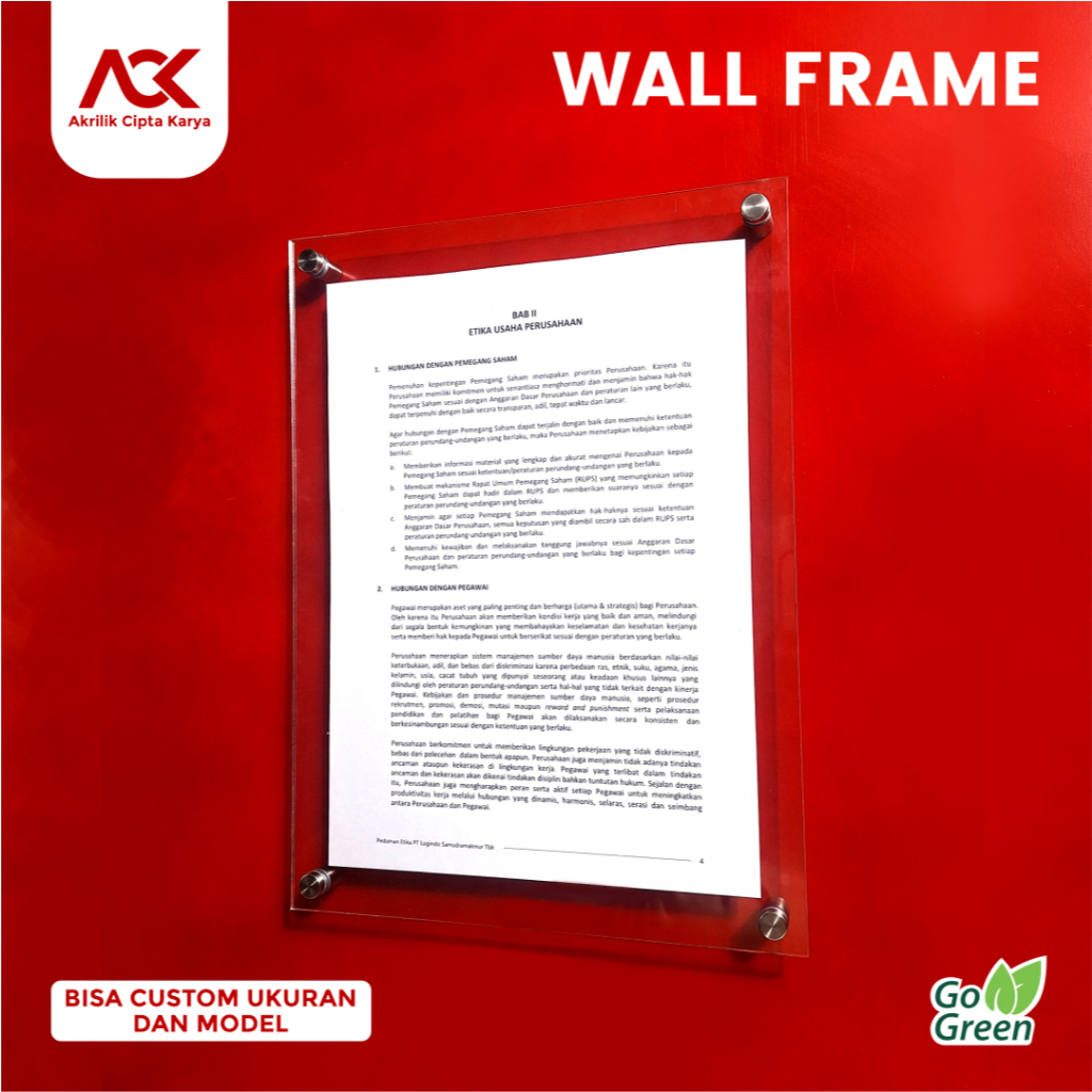 Jual Frame Akrilik Dinding A5 A4 A3 - Bingkai Display - Display Poster Menu Dinding - Bingkai ...