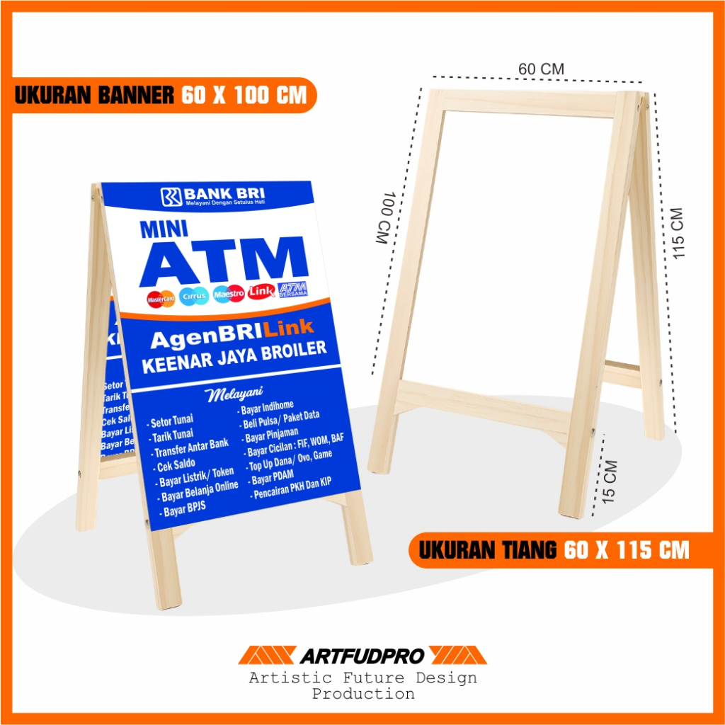 Jual Standing Banner Lipat Kayu 60x100 + Rangka & Free Cetak Spanduk ...