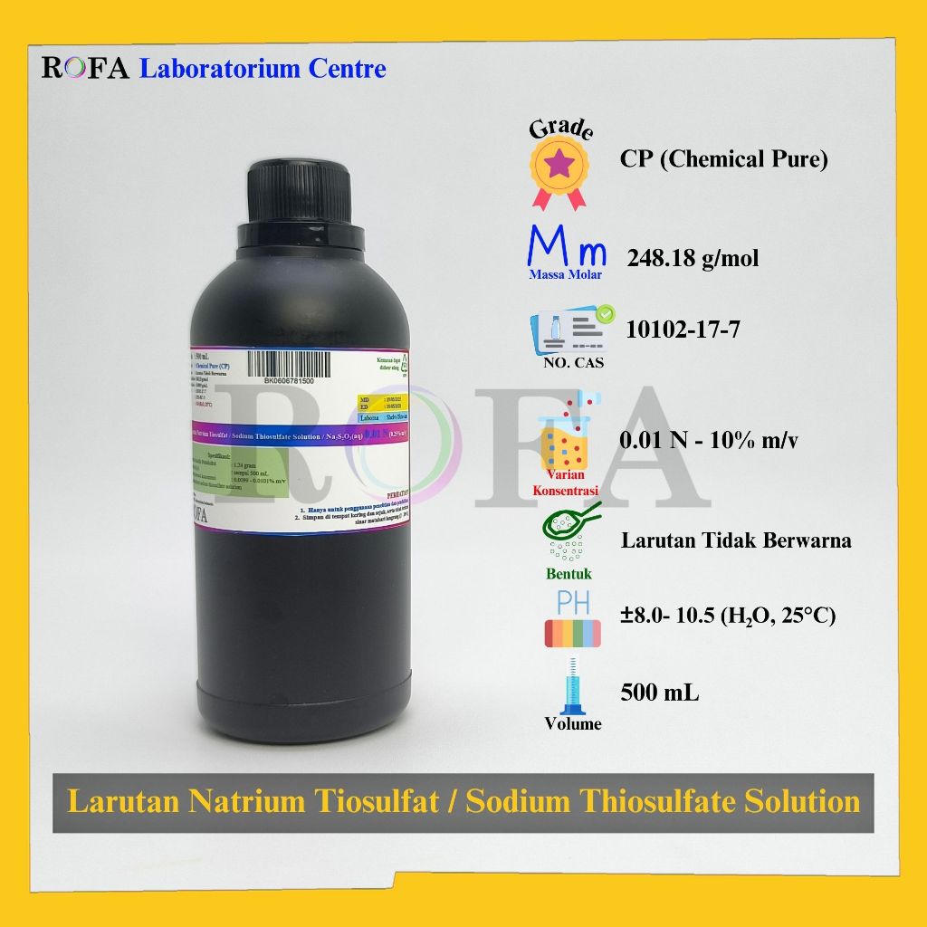 Jual Larutan Natrium Tiosulfat / Sodium Thiosulfate Solution / Na2S2O3 Cairan CP 0.01 N - 1 N ...