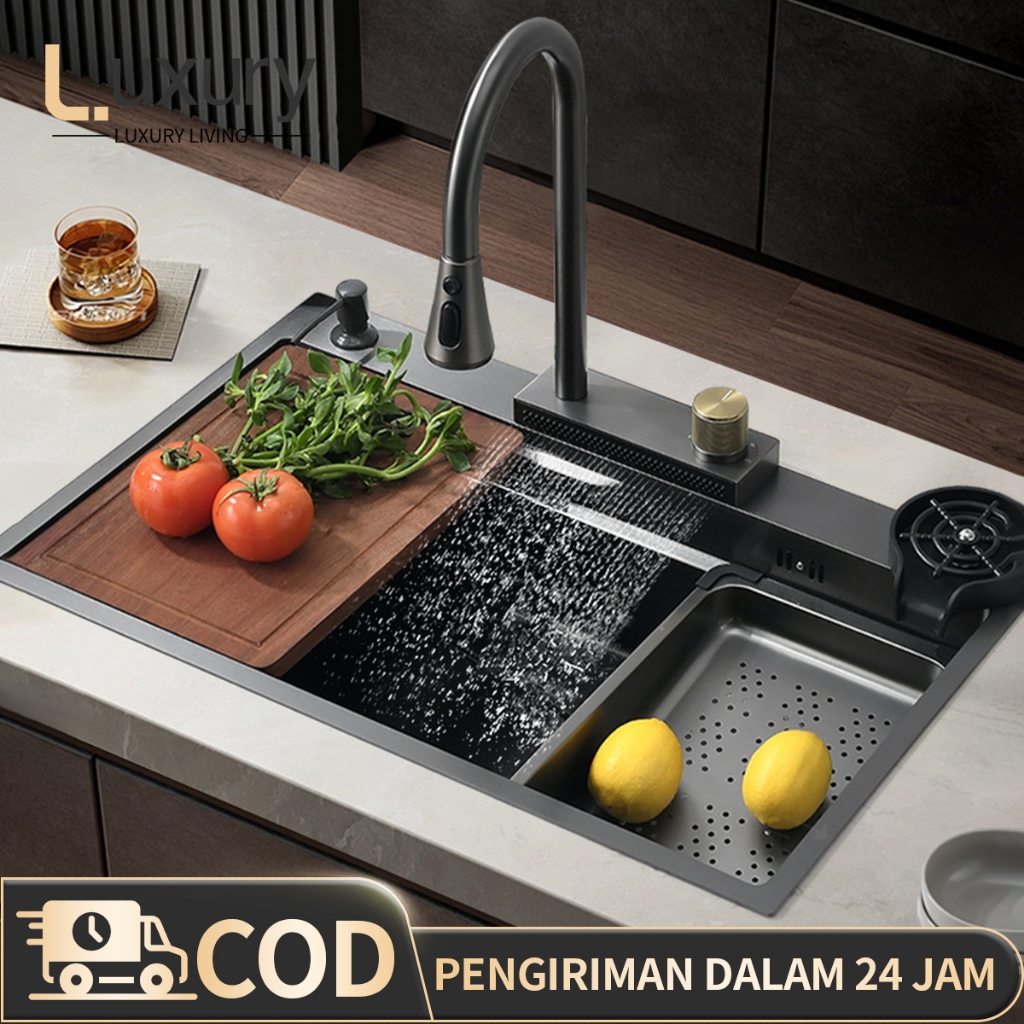 Jual LL Kitchen Nano Sink Cuci Piring Sink Hitam luxury Stainless Steel ...