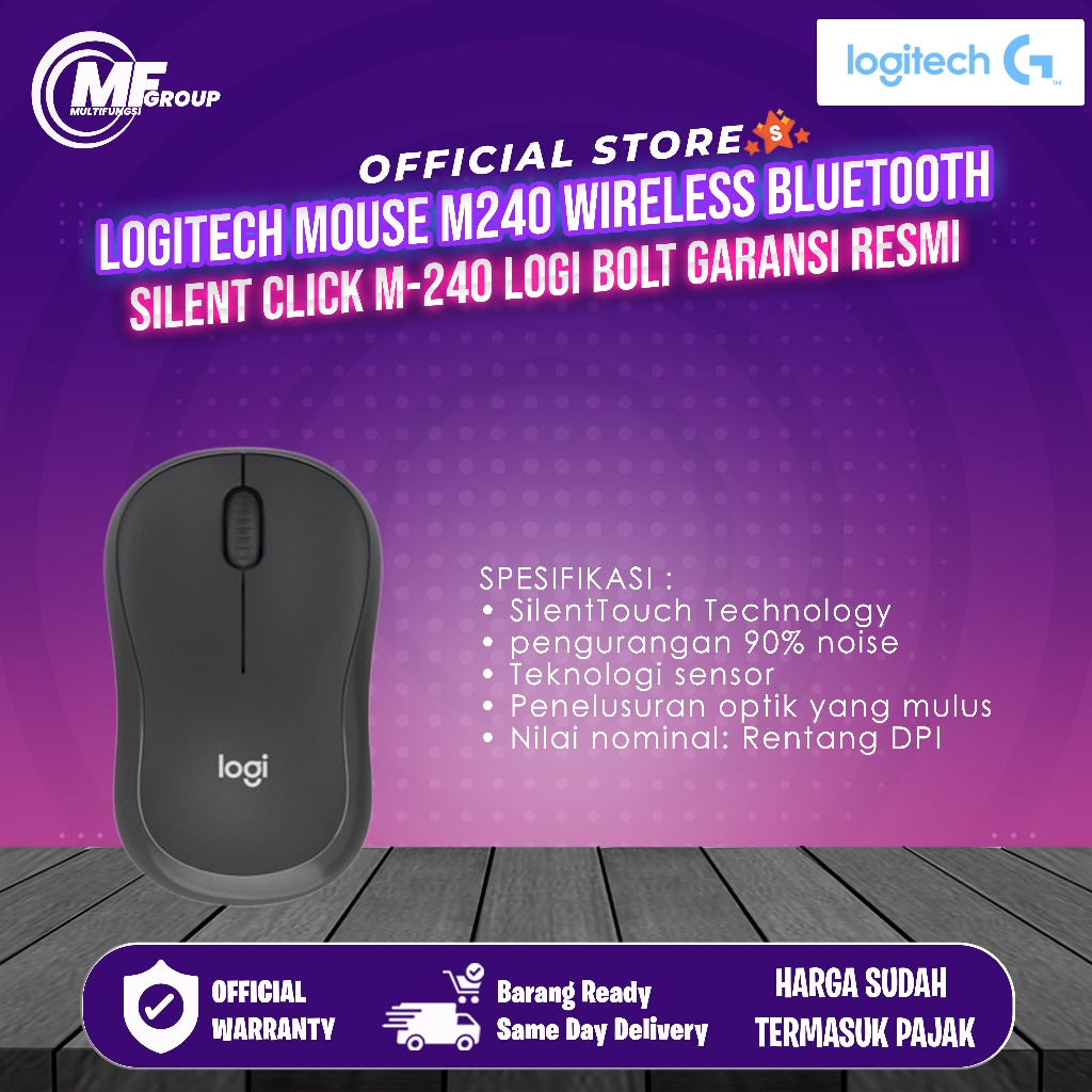 Jual Logitech Mouse M240 Wireless Bluetooth Silent Click M-240 Logi ...