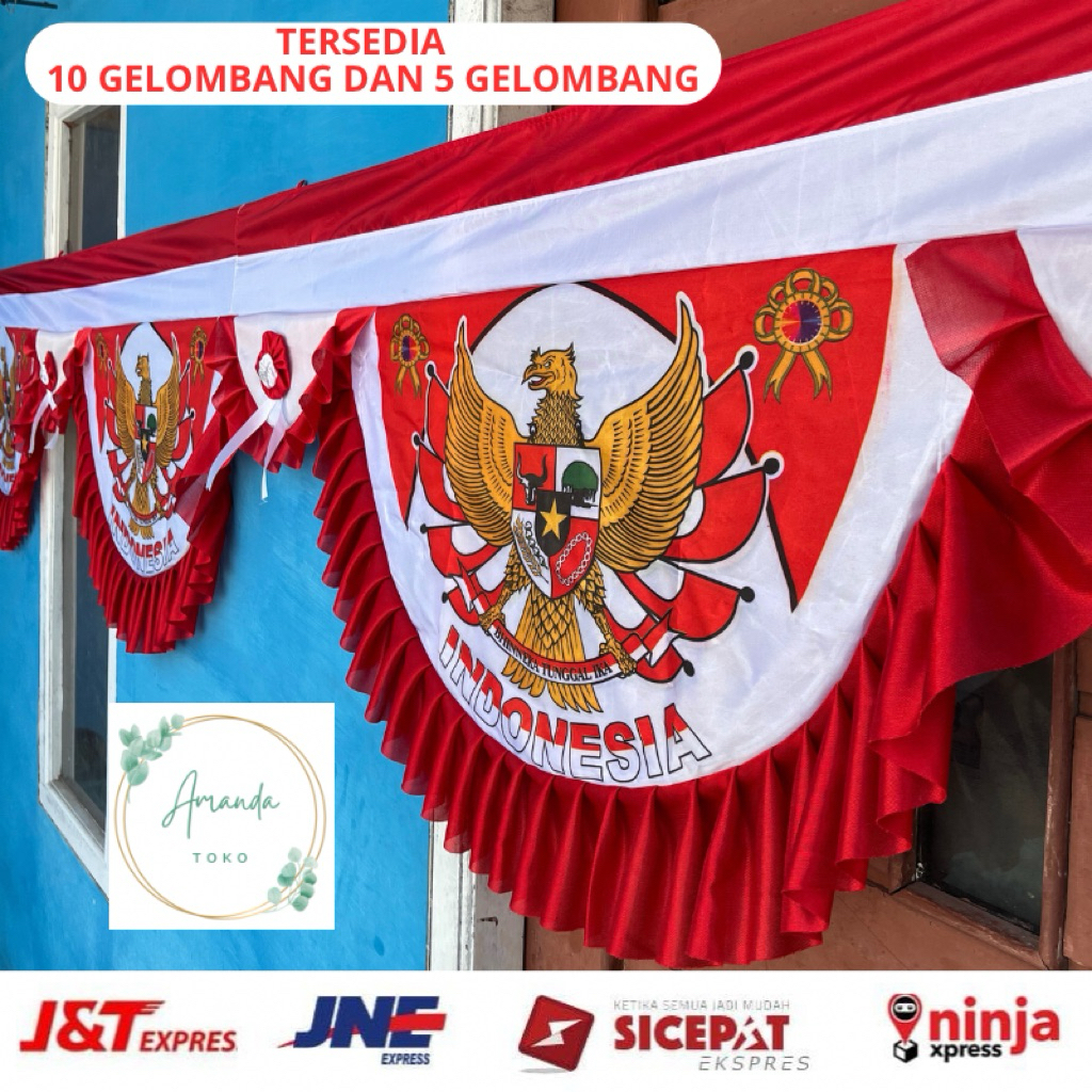 Jual BENDERA BACKGROUND GARUDA MERAH PUTIH 10 GELOMBANG PANJANG 9 METER ...
