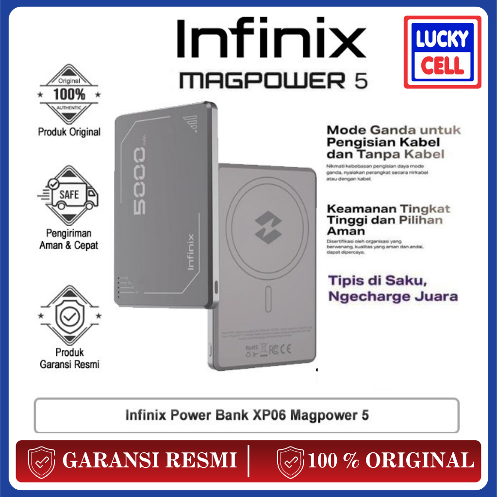 Jual Infinix Power Bank XP06 Magpower 5 | Powerbank 5000mAh Wireless ...