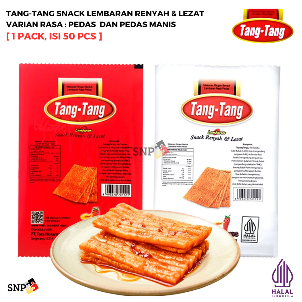 Jual [HALAL] Tang Tang Snack Lembaran Pedas [1 Pack, Isi 50 Pcs ...