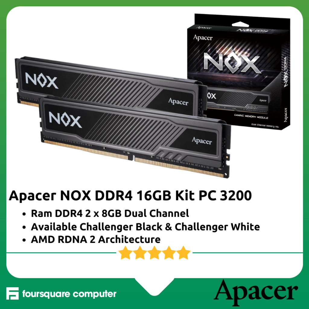 Jual Apacer Nox Gaming DDR4 16GB Kit 2 x 8GB PC 3200 Hitam Putih Ram ...