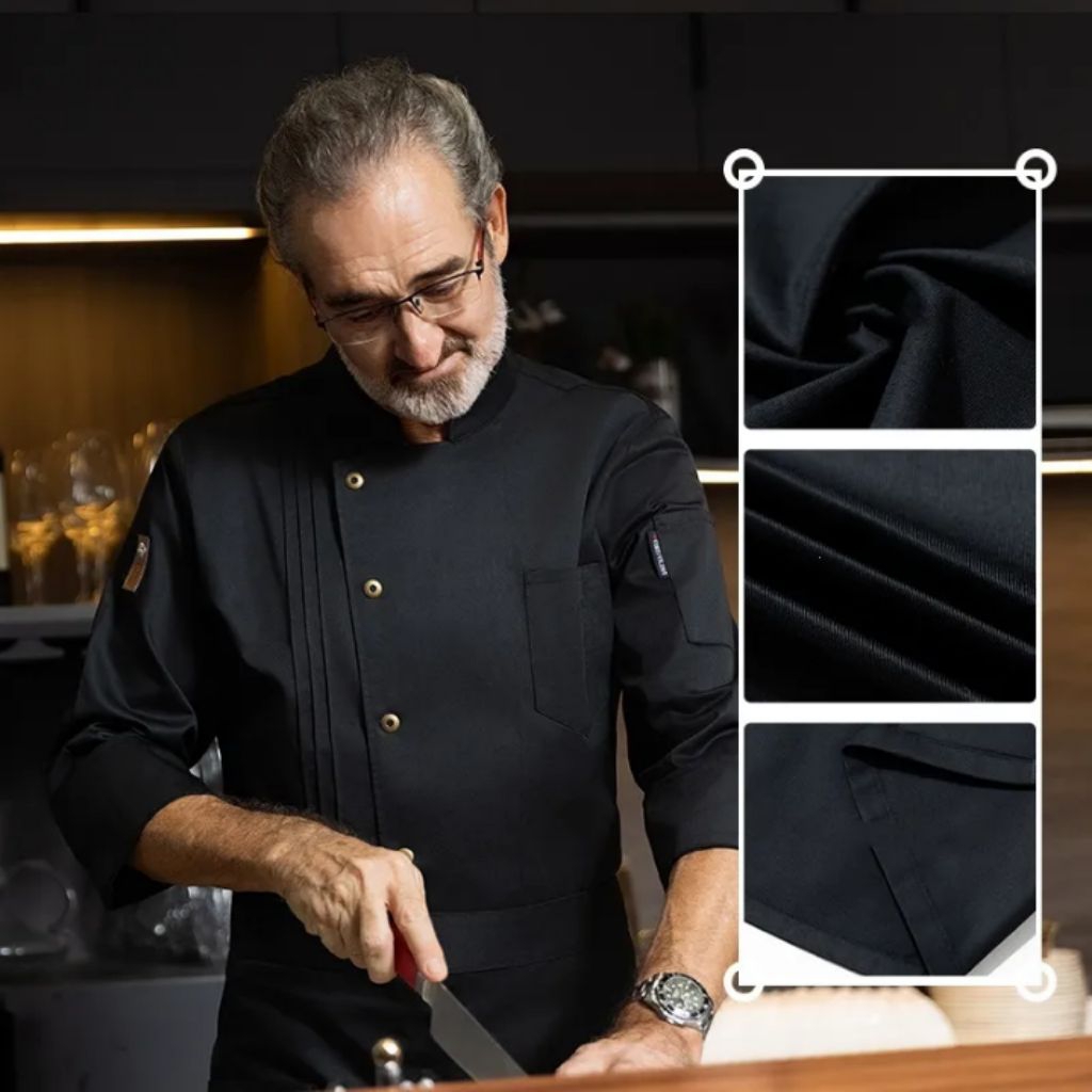 Jual San baju chef baju koki pria tangan panjang seragam chef seragam ...