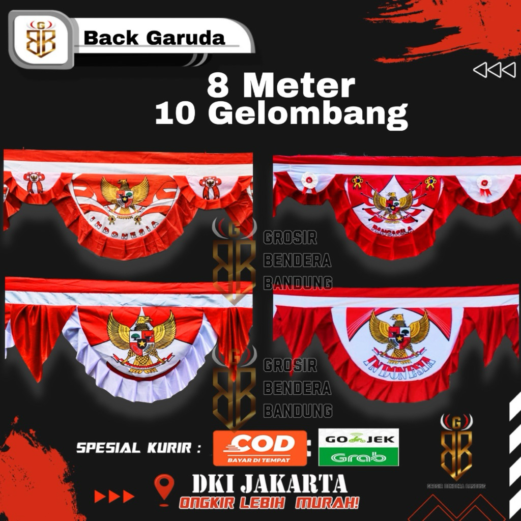 Jual Bendera Background Garuda Merah Putih 10 Gelombang 8 Meter ...