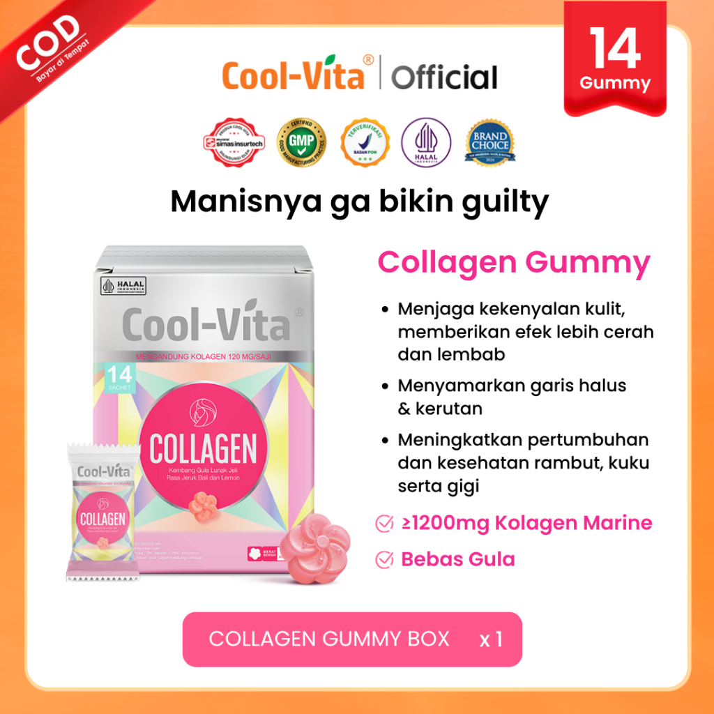 Jual Coolvita 1 Box Collagen Gummy - Suplemen Kolagen 120mg Manis dan ...