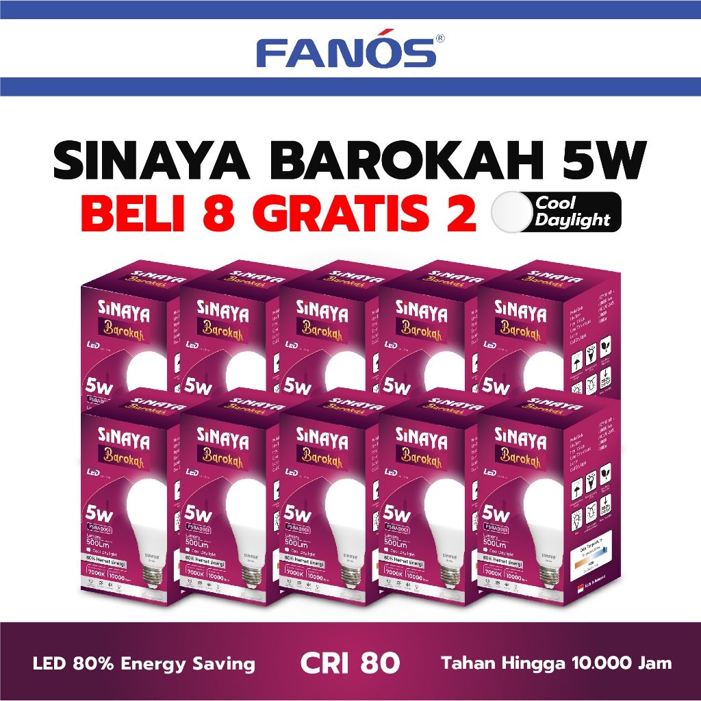 Jual Sinaya Barokah 5W [Beli 8 Gratis 2] Lampu LED Bohlam Cahaya Putih | Shopee Indonesia