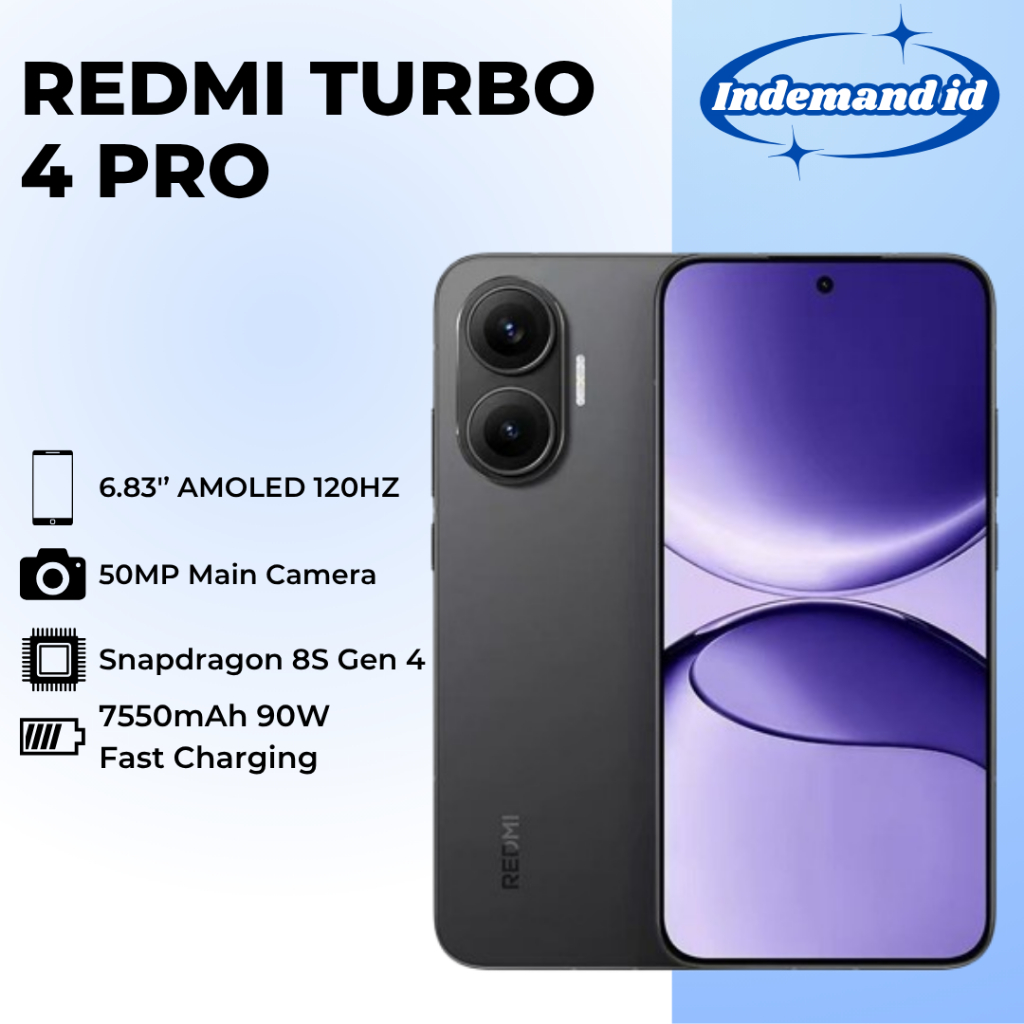 Jual Redmi Turbo 4 Pro 5G Android 15 6.83" Amoled 120Hz Snapdragon 8s Gen4 7550mAh 90W NFC ...