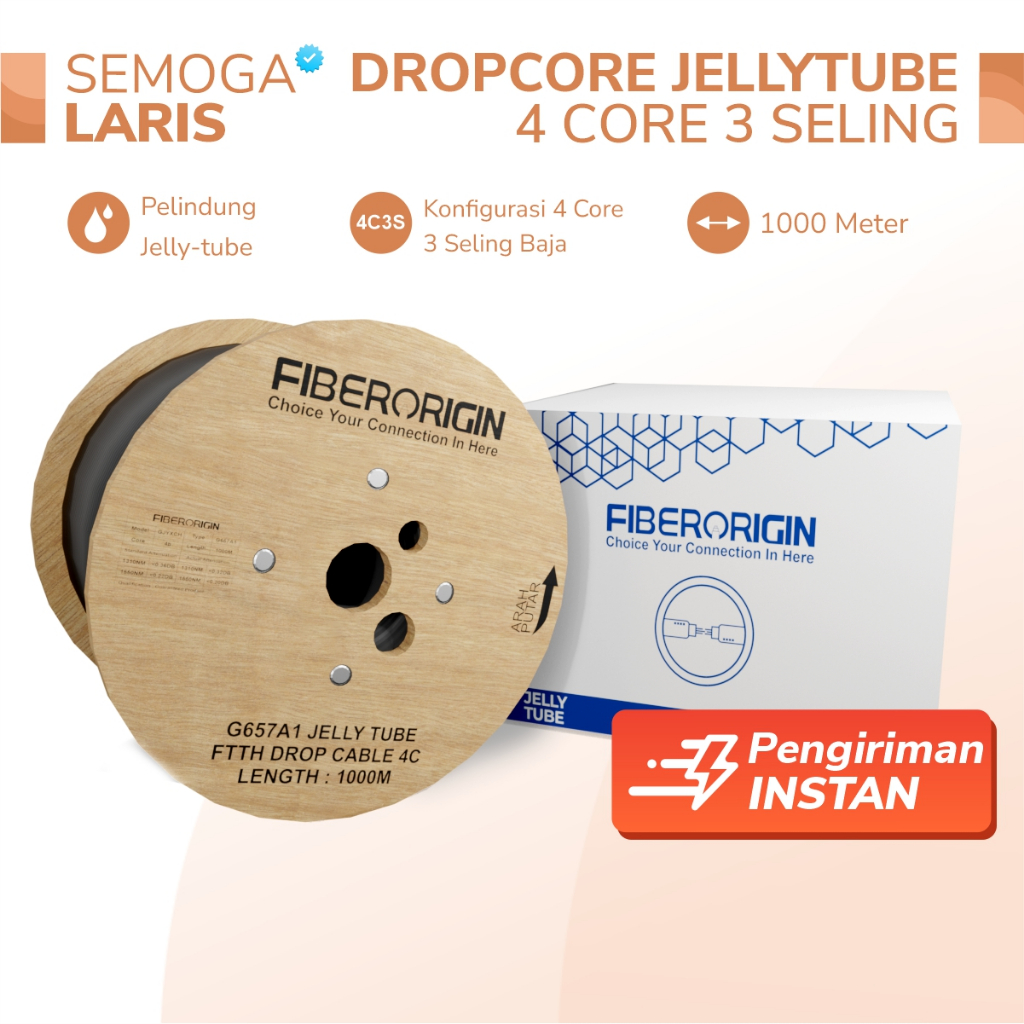 Jual Fiberorigin Jellytube 4 Core 3 Seling 1KM - Kabel FO 4Core Tube ...