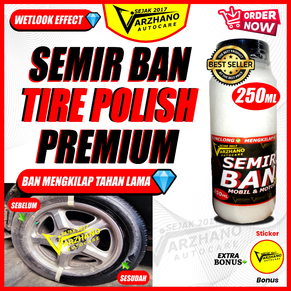 Jual Semir Ban 250 ML Premium Varzhano Tire Polish Semir Ban Mengkilap ...