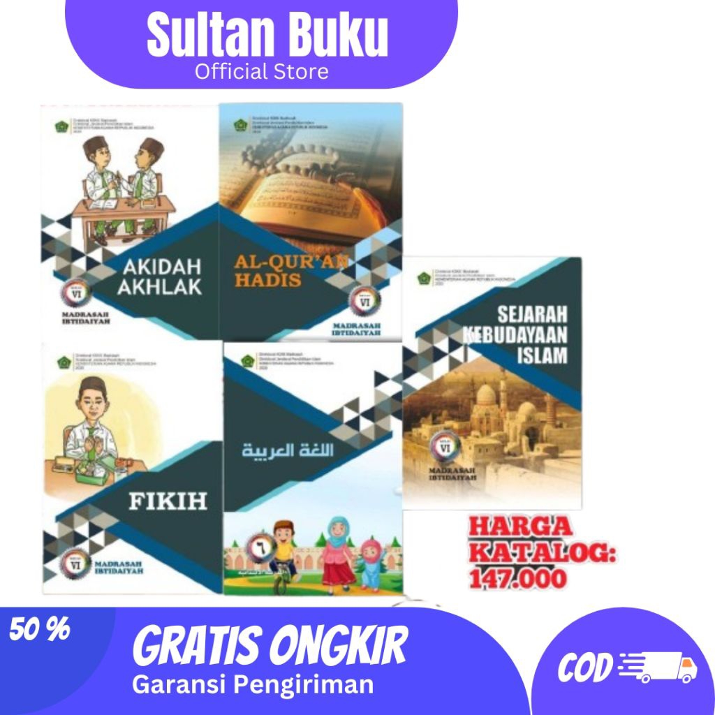 Jual 1 PAKET BUKU MI KELAS 6 MI KEMENAG - FIKIH, SKI, B ARAB, SKI ...