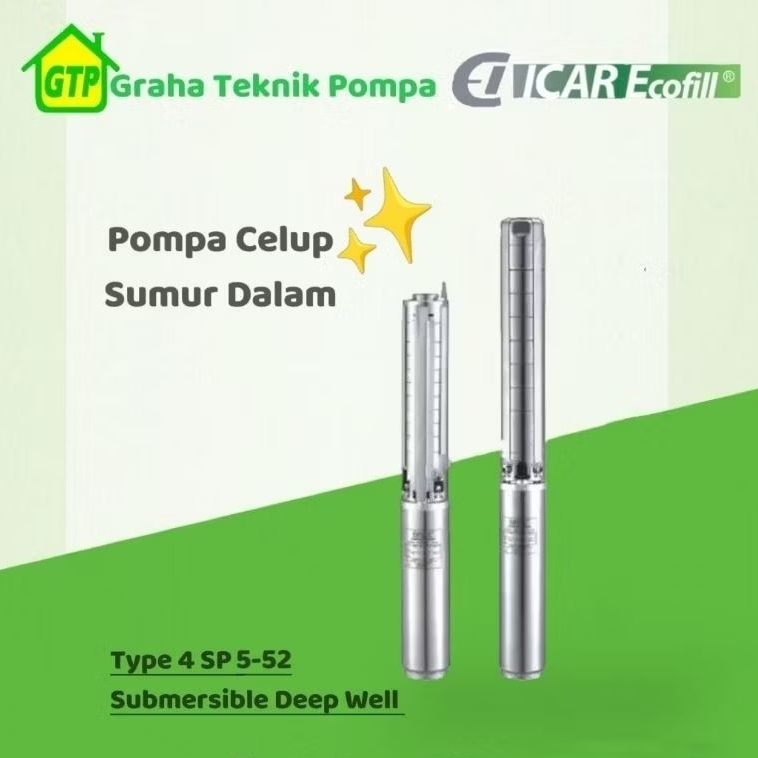 Jual Pompa air submersible Deep Well Icar Ecofill 4 SP 5-52 Pompa celup ...