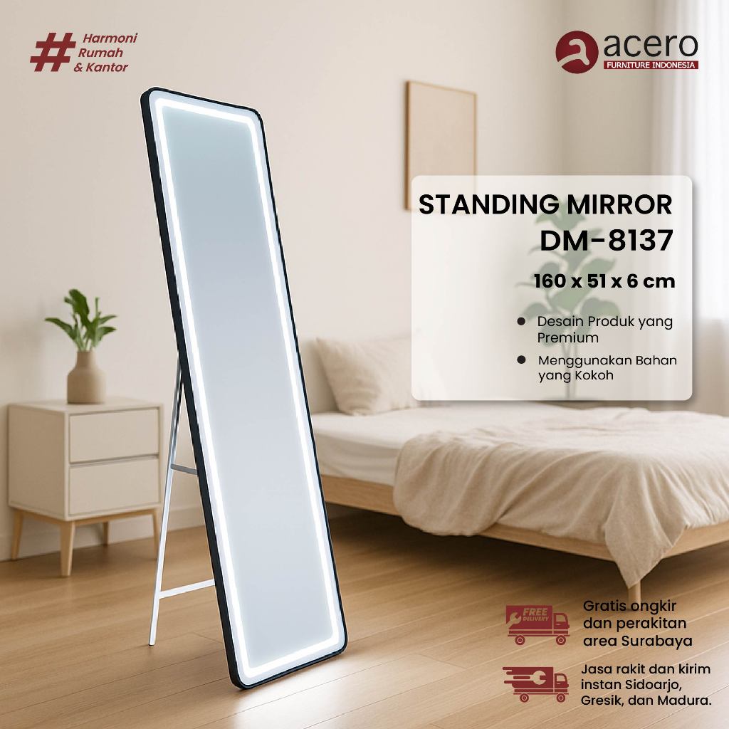 Jual Acero Furniture - Standing Mirror - Kaca Rias Berdiri Led 3 Warna ...