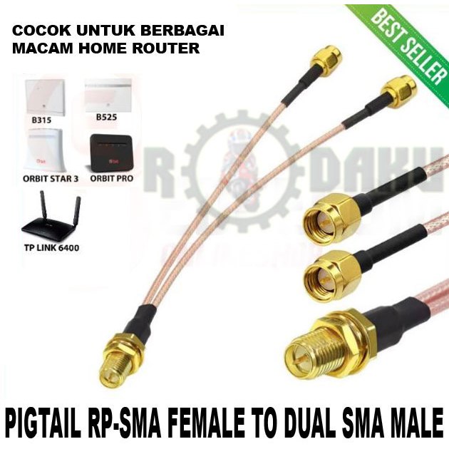Jual Pigtail Modem Router RPSMA Female TO SMA Male Double Port ( Router ...
