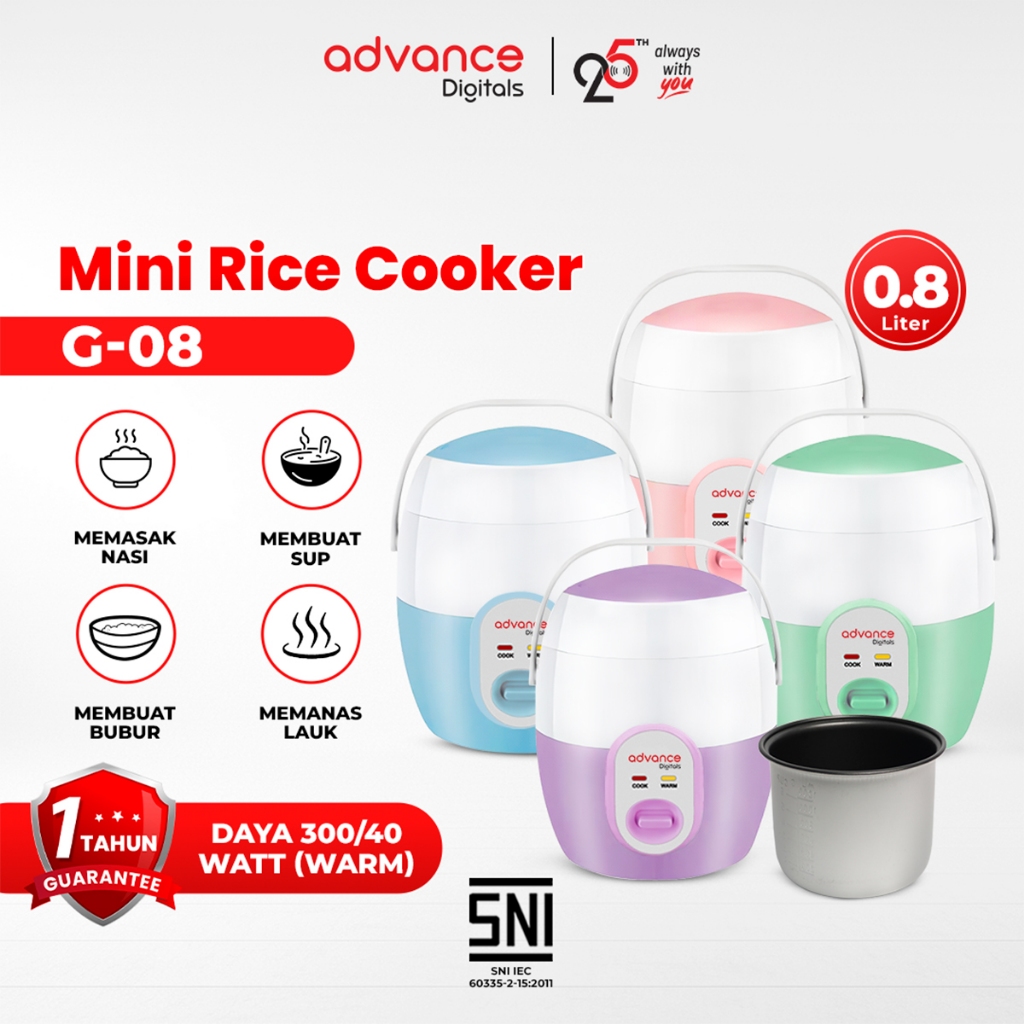 Jual Advance G-08 Rice Cooker Travel 1 Liter Anti Lengket 300 Watt ...