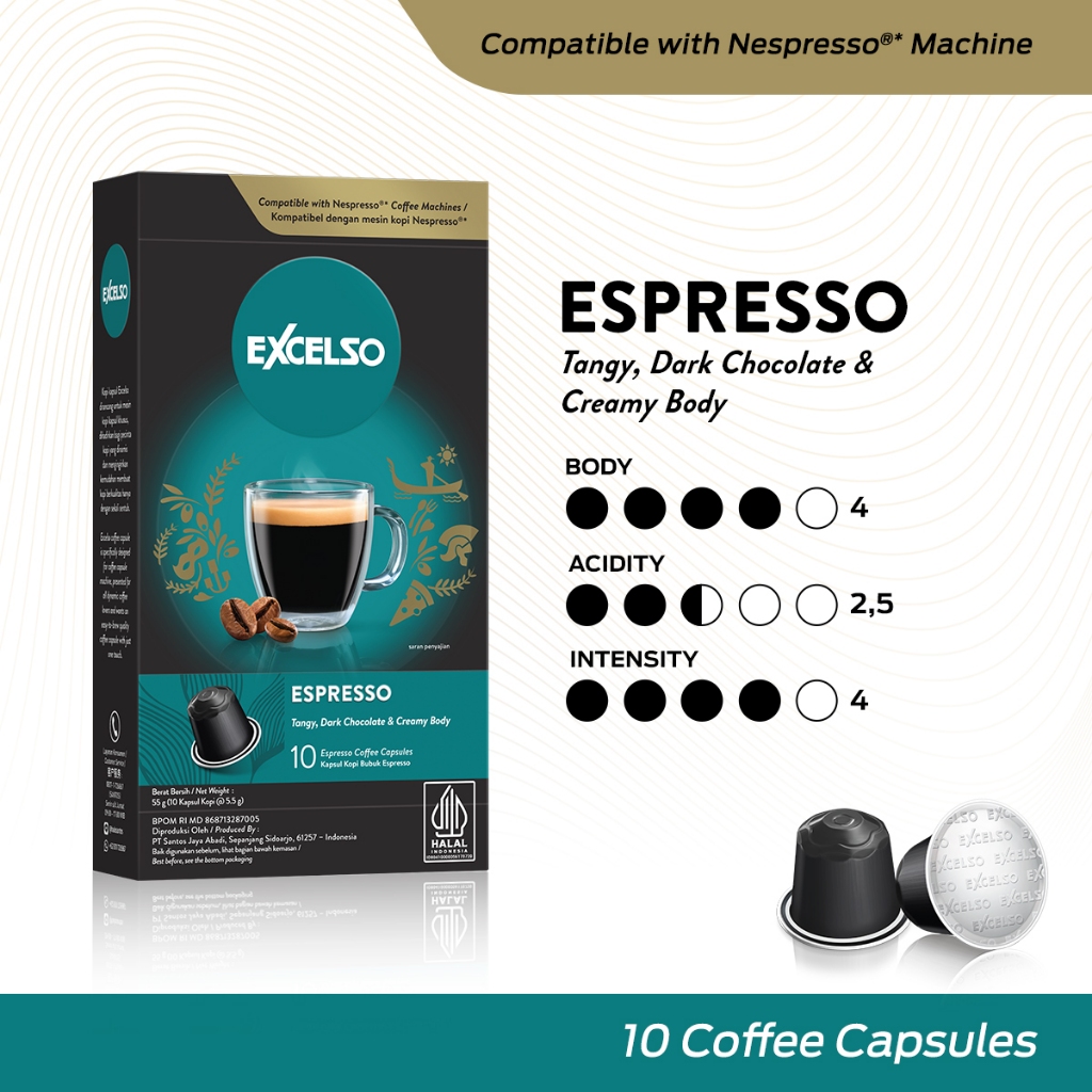 Jual Excelso Kopi Kapsul Espresso - Nespresso Compatible Coffee Capsule ...