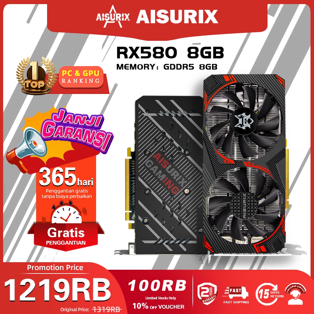Jual AISURIX VGA RX 580 8GB Radeon AMD VGA RX580 Gaming VGA Card GDDR5 ...