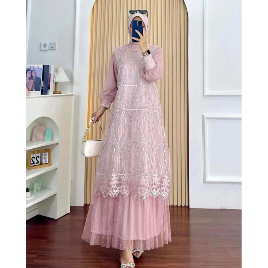 Jual MEISYA Dress Gamis Brukat Terbaru Wudhu Friendly Material Tille ...
