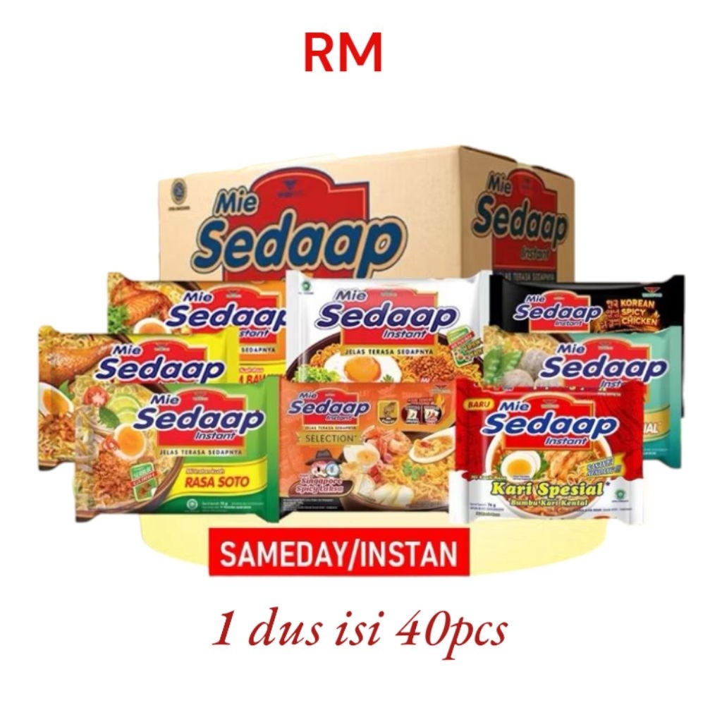 Jual (PER DUS) 1 DUS MIE SEDAAP INSTAN KUAH/GORENG isi 40Pcs | Shopee ...
