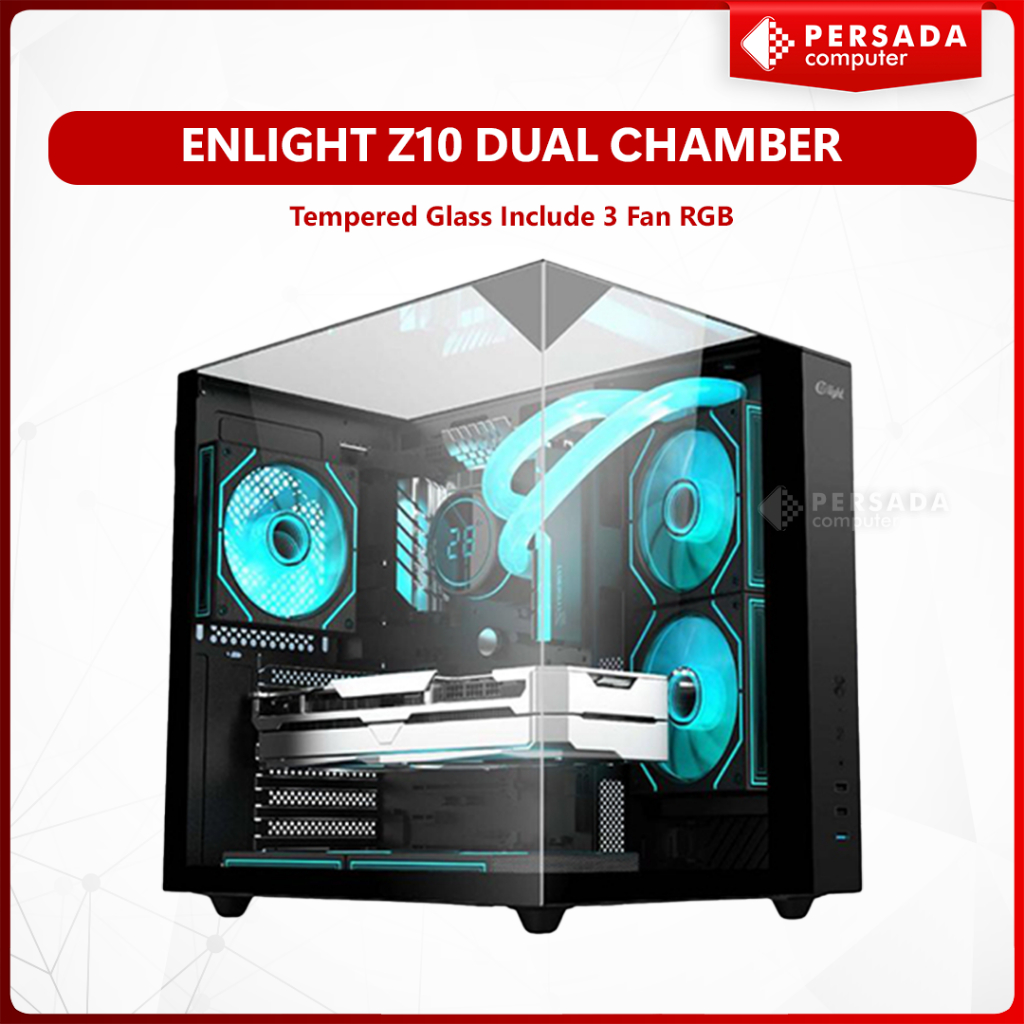 Jual Casing ENLIGHT Z10 Dual Chamber Tempered Glass Include 3 Fan RGB | Shopee Indonesia