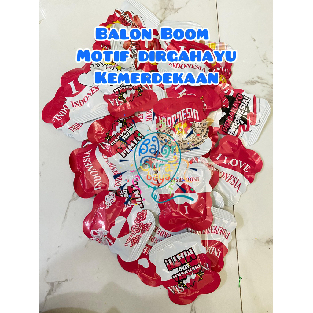 Jual Balon boom merah putih Dirgahayu RI ( balon pencet) | Shopee Indonesia