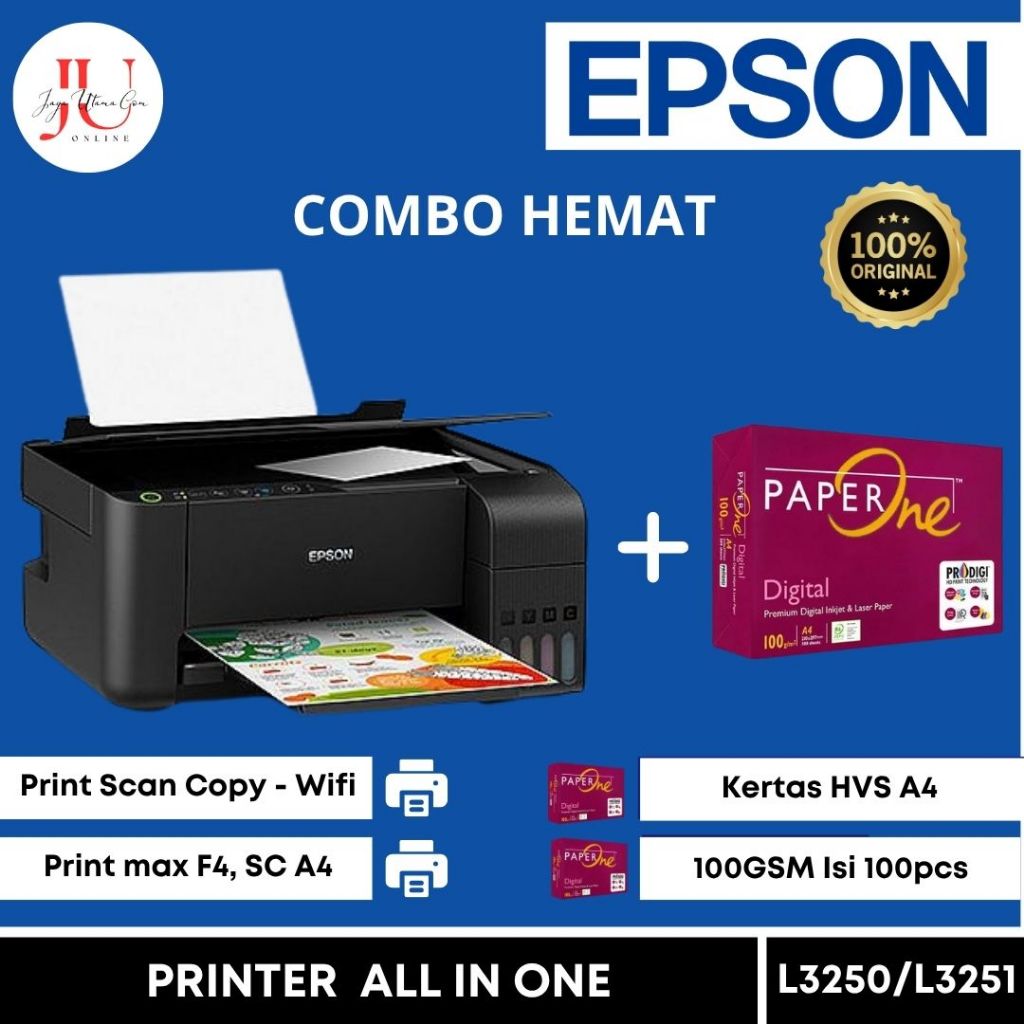 Jual Printer Epson L3250 L3251 COMBO HVS & KERTAS FOTO / WiFi All in ...