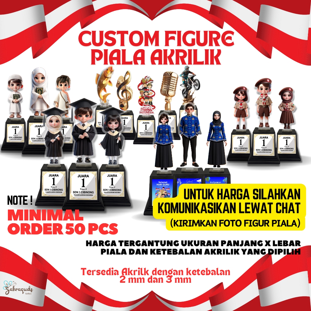Jual CUSTOM AKRILIK TROPI HADIAH PIALA KEJUARAN MURAH PLUS STICKER ...