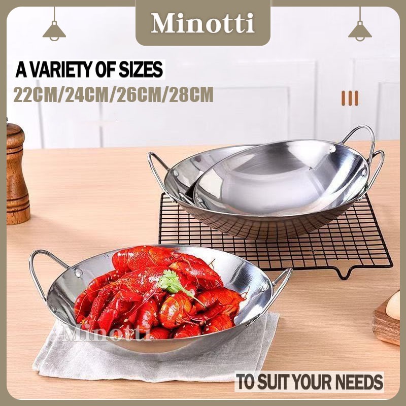 Jual Minotti WAJAN KUALI MINI PUTIH STAINLESS UK 26CM/24CM/22CM WAJAN ...