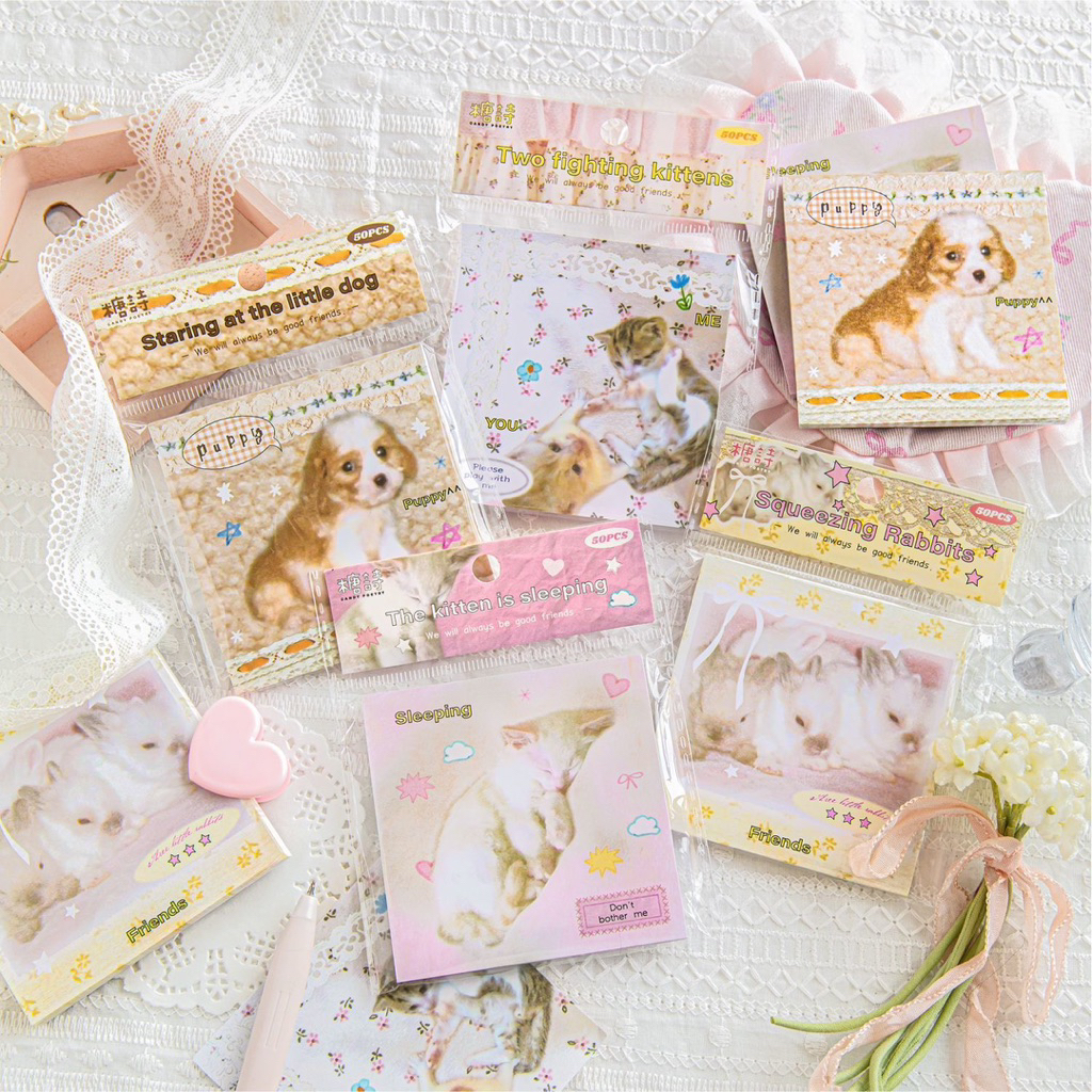 Jual Cute Pet Memo Pad 50 Lembar | Kitten Puppy Animals Cartoon Heisei ...