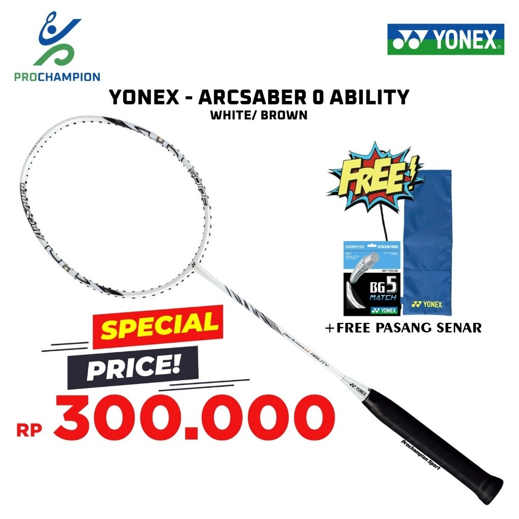 Jual Raket Badminton Yonex ARCSABER 0 Ability White Brown | Shopee ...
