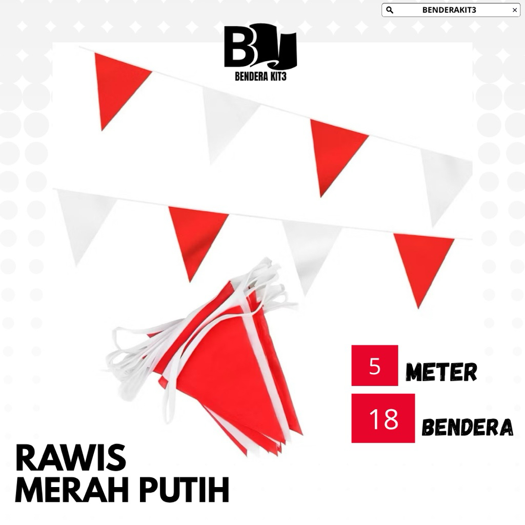 Jual Bendera Segitiga Warna Merah Putih 5 Meter | Dekorasi Meriah HUT RI & Acara RT | Shopee ...