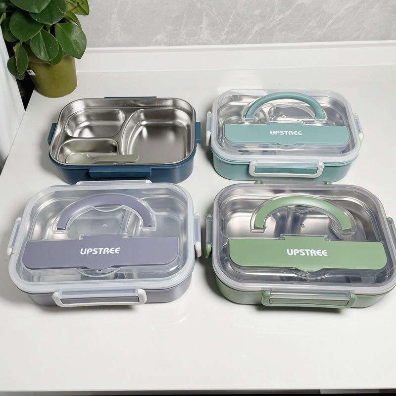 Jual Lunch Box Stainless Steel 3 Sekat Bahan Tahan Panas Gratis Sendok ...