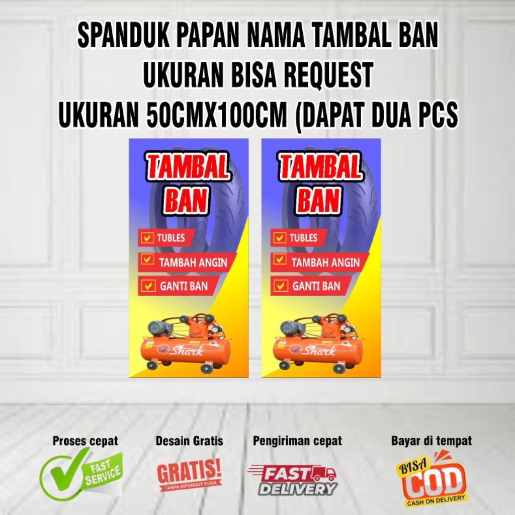 Jual Spanduk Banner Papan nama Tambal Ban bisa request nama dan ukuran ...