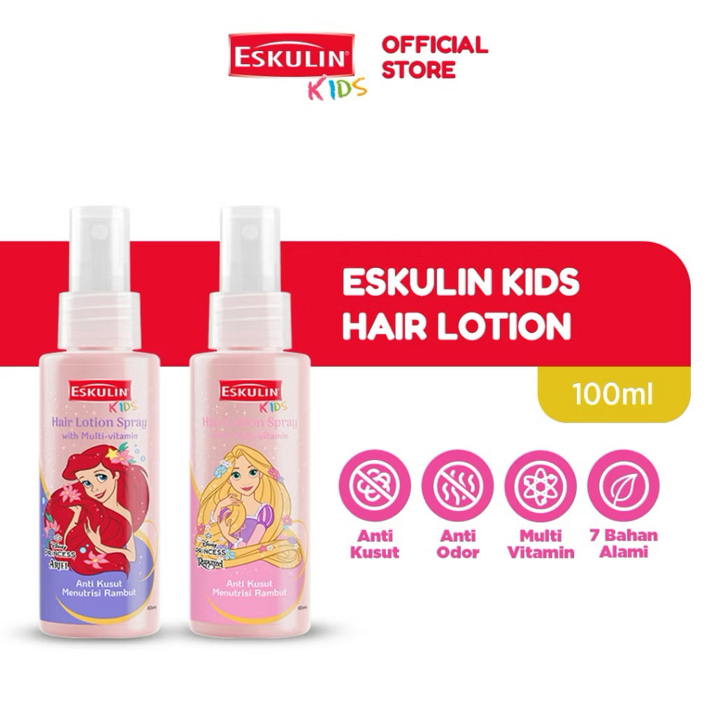 Jual Eskulin kids hair lotion spray princess 100ml | Shopee Indonesia