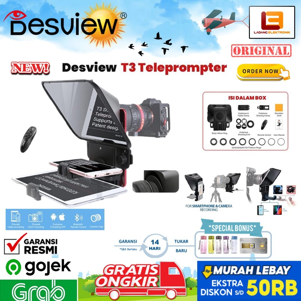 Jual Desview T3 Broadcast Teleprompter Camera Smartphone Tablet ...