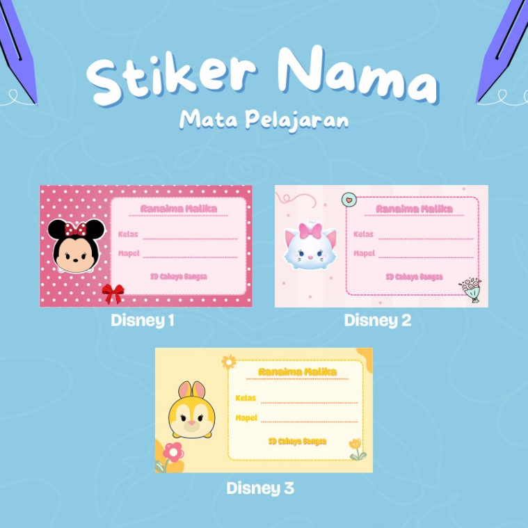 Jual 40 STICKER NAMA BUKU SEKOLAH Custom - Label Nama Sticker | Sticker ...