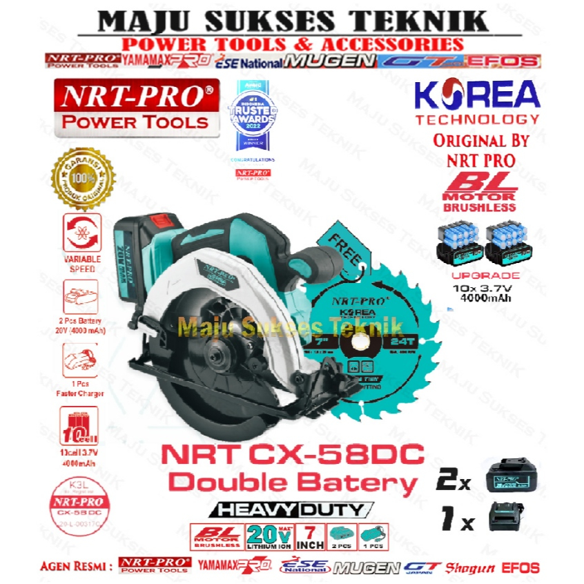 Jual NRT-PRO CX-58 DC Circular Saw Cordless 7 Inch Baterai Gergaji ...