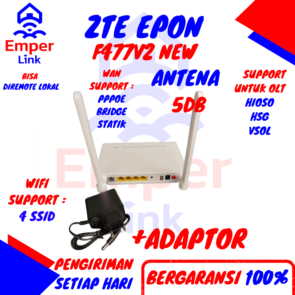 Jual ZTE MODEM F477 V2 F477V2 EPON NEW BARU PUTIH BERSIH 5DB DENGAN ...
