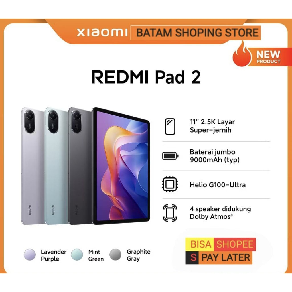 Jual XIAOMI REDMI PAD 2 RAM 4GB | 128GB [ BATERAI 9000mAh | MEDIATEK ...