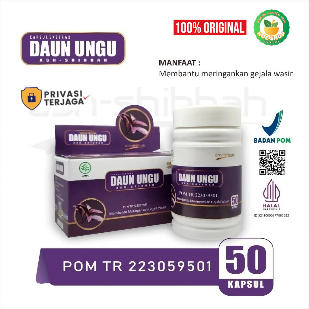 Jual Kapsul Herbal Daun Ungu Ash-Shihhah Original - Mengatasi Gejala Wasir / Ambeien | Shopee ...