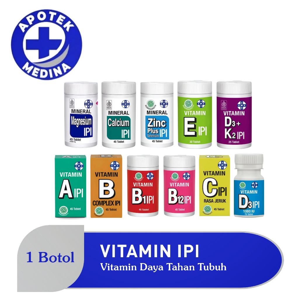Jual Vitamin A B1 B12 B Complex C D3 K2 E Mineral Zinc Calsium ...