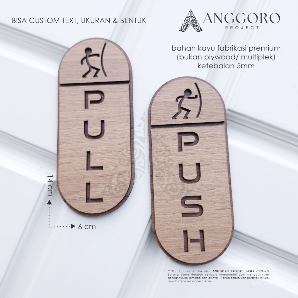 Jual Sign Kayu Pintu Tarik Dorong Push Pull / Penanda Pintu Tarik ...